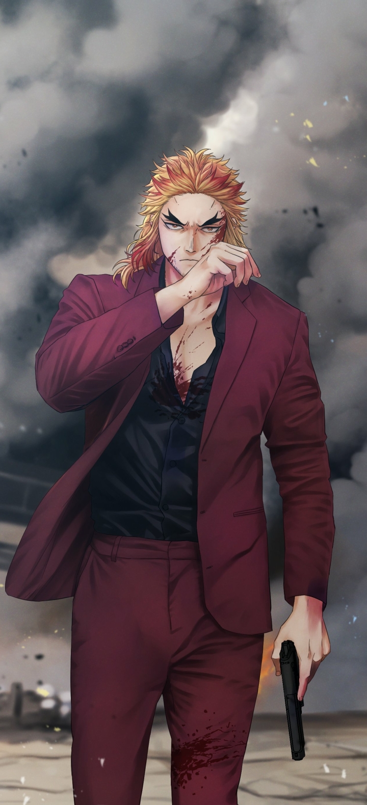 720x1580 Resolution Shinjuro Rengoku 4K Demon Slayer Kimetsu no Yaiba ...