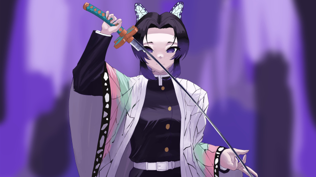 640x360 Resolution Shinobu Kochou 4K Demon Slayer: Kimetsu No Yaiba HD ...