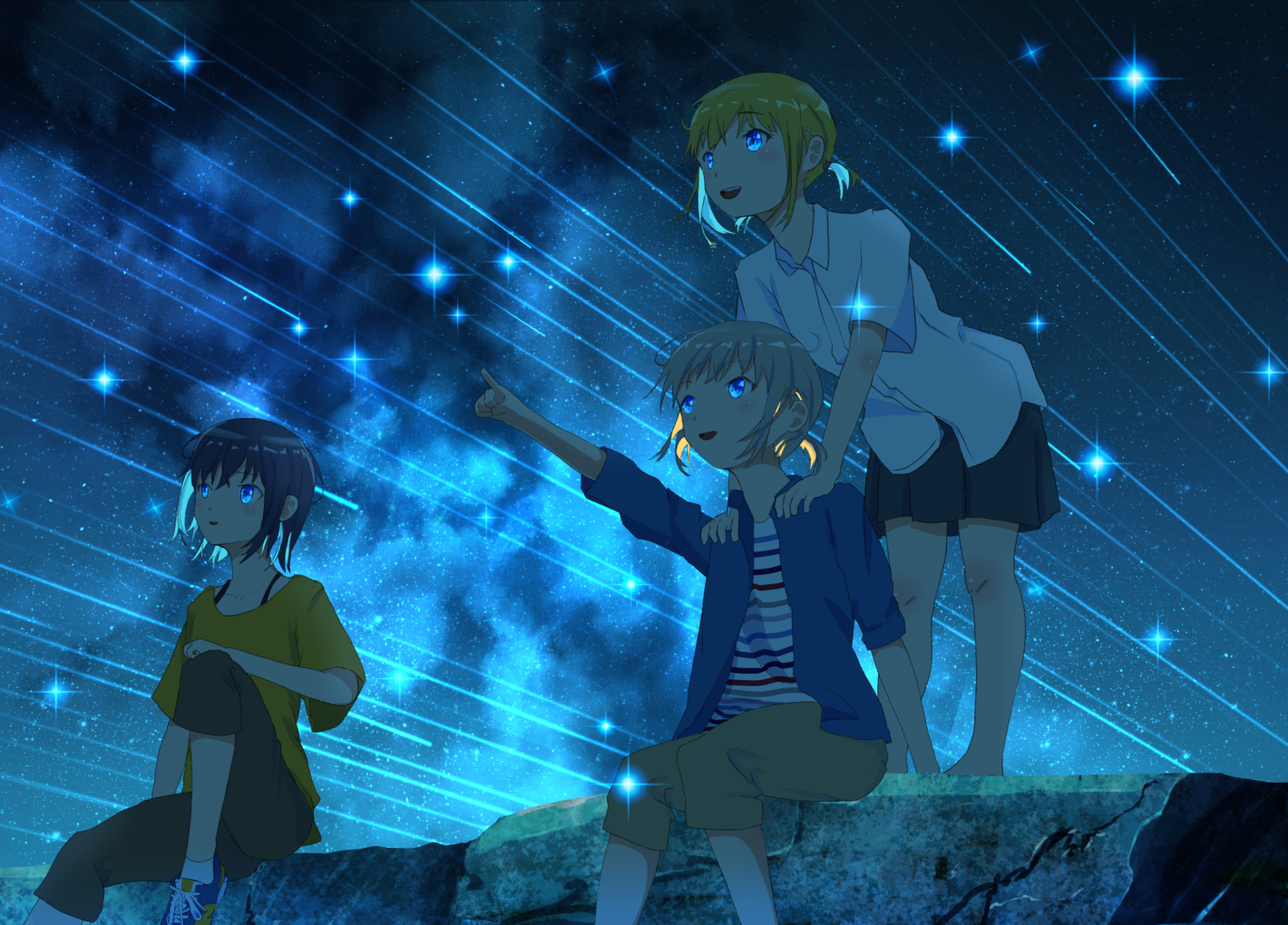 1420x1020 Shooting Star and Anime Girls 1420x1020 Resolution Wallpaper ...