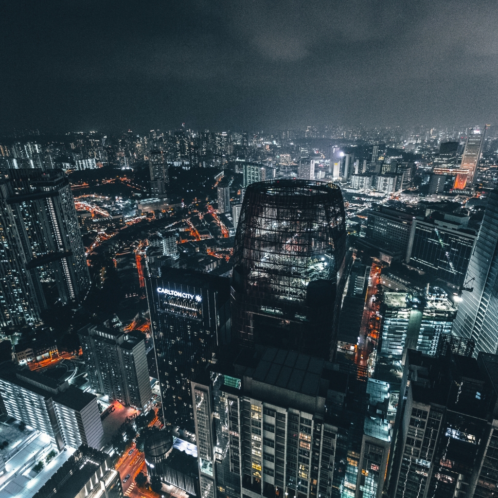 1024x1024 Resolution skyscrapers, night, top view 1024x1024 Resolution ...