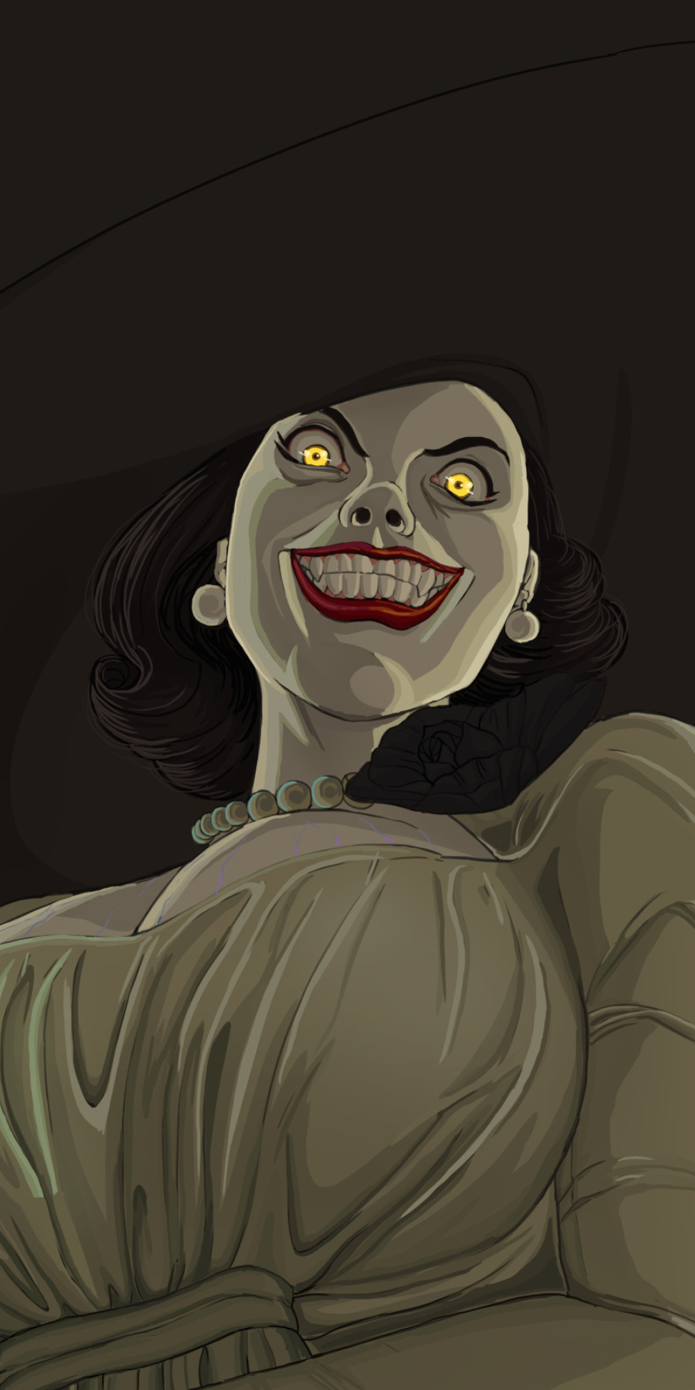 1000x2000 Resolution Smiling Vampire Lady Resident Evil Village ...