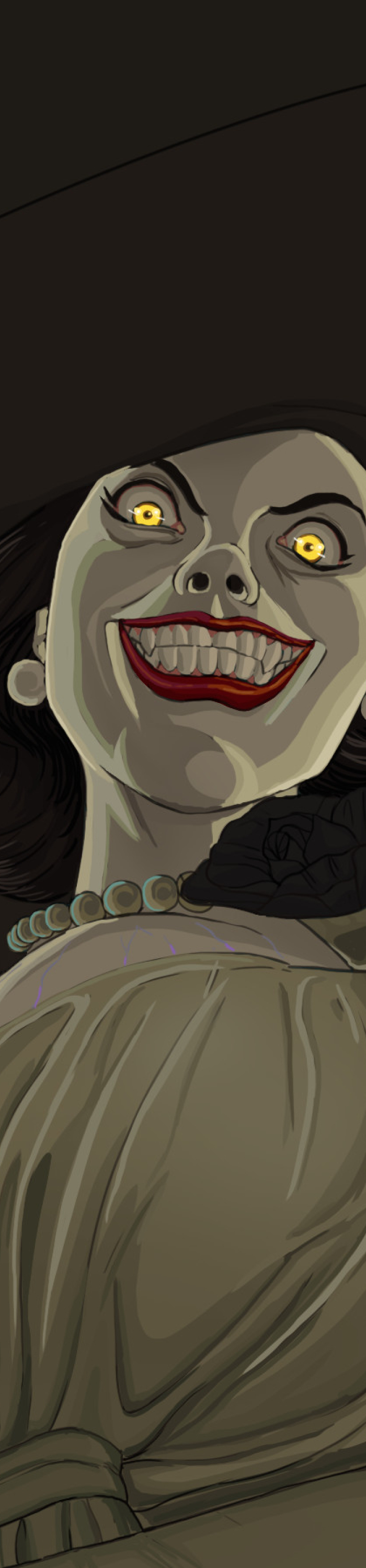 700x3000 Resolution Smiling Vampire Lady Resident Evil Village 700x3000 ...