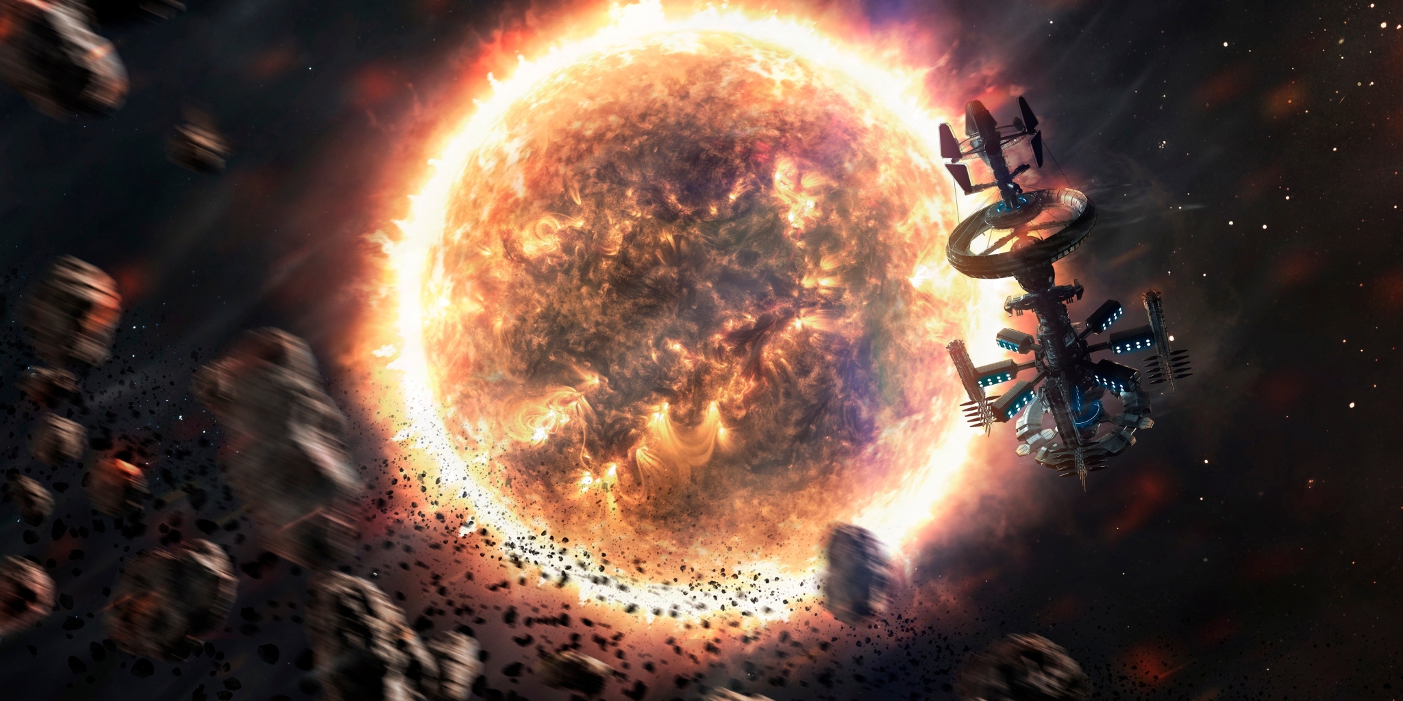 2048x1024 Space Station 4k Sci-Fi Art 2048x1024 Resolution Wallpaper ...