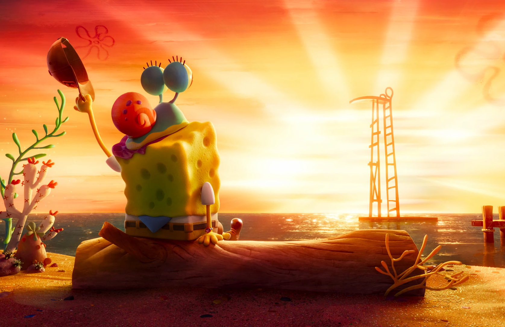 1676x1085 Resolution SpongeBob Near Sunset 1676x1085 Resolution ...
