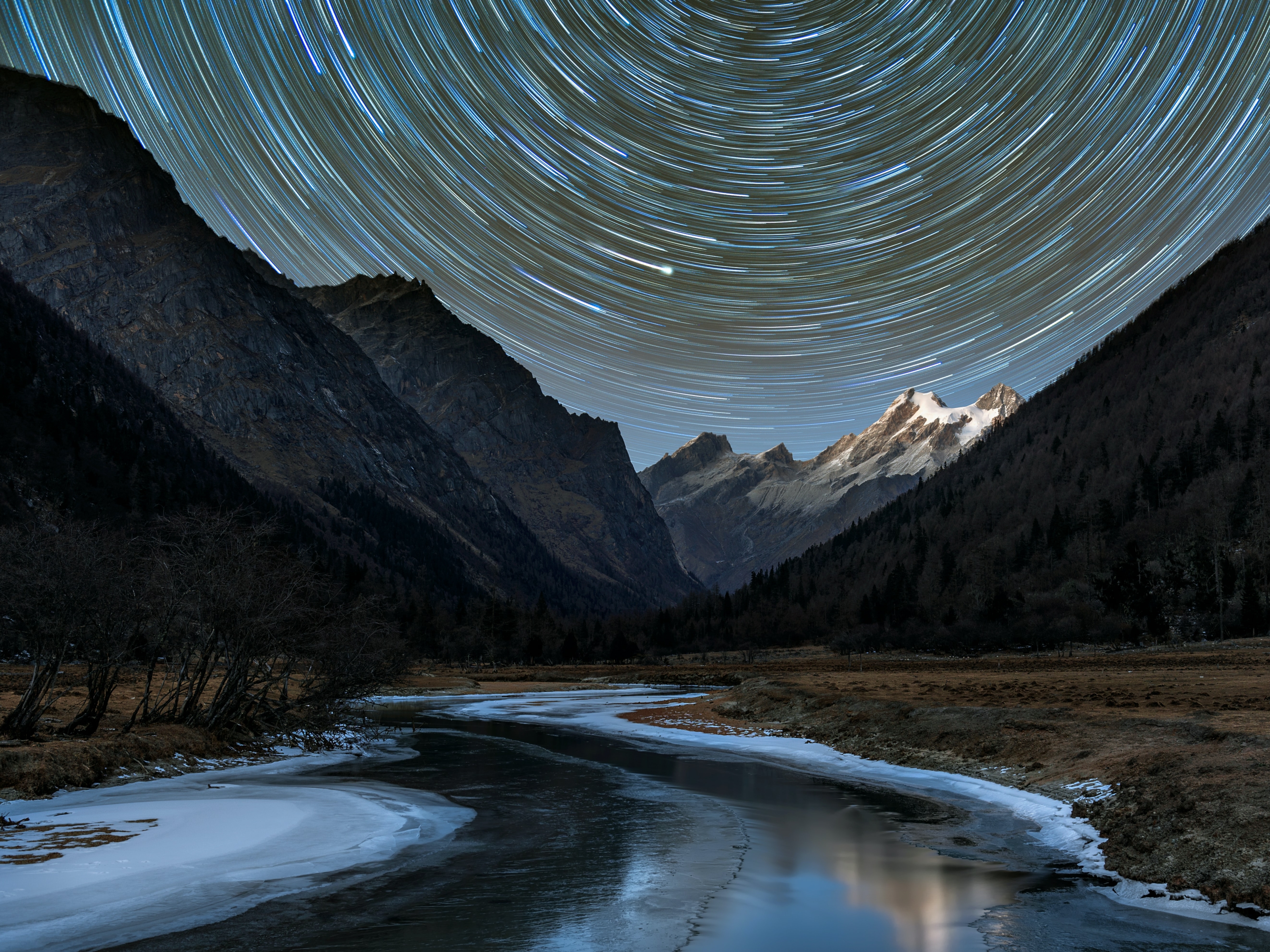 4000x3000 Resolution Star Trail 4k Mountain Lake 4000x3000 Resolution ...