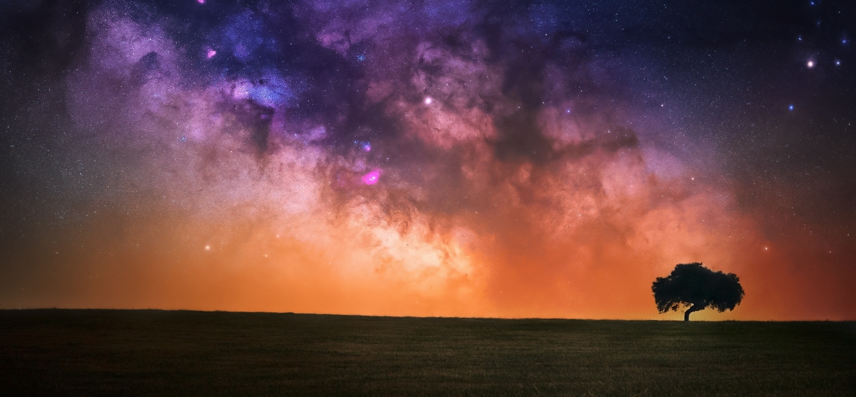 3449x1600 Resolution Starry Sky In Open Field 3449x1600 Resolution ...