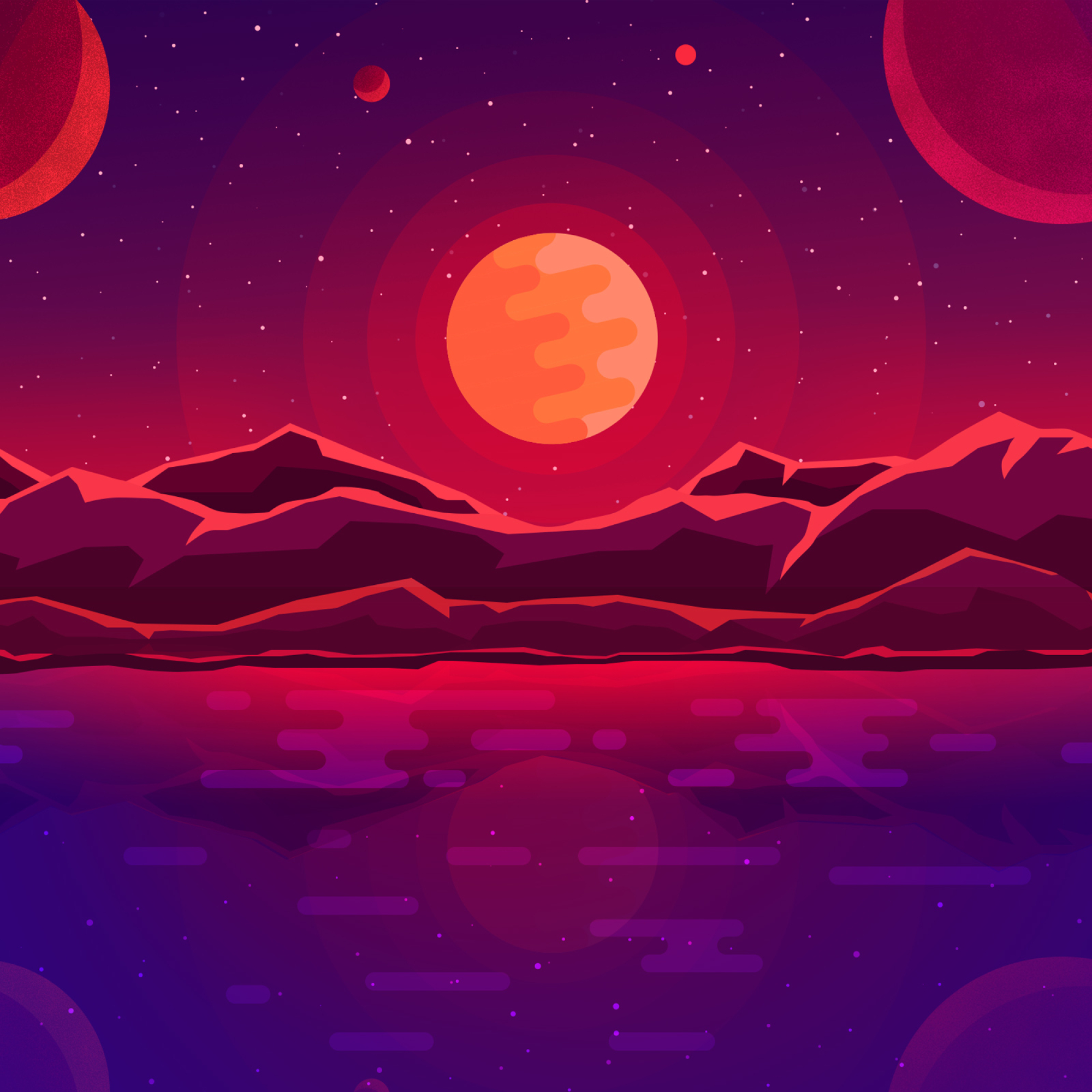 2000x2000 Resolution Sunset Planets 2000x2000 Resolution Wallpaper ...