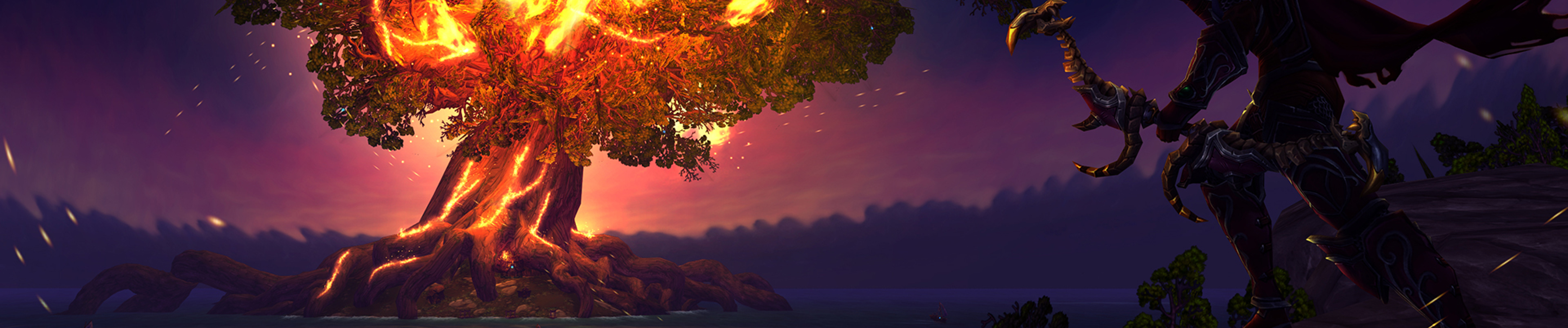 6880x1440 Resolution Sylvanas Windrunner Fire Tree World of Warcraft ...