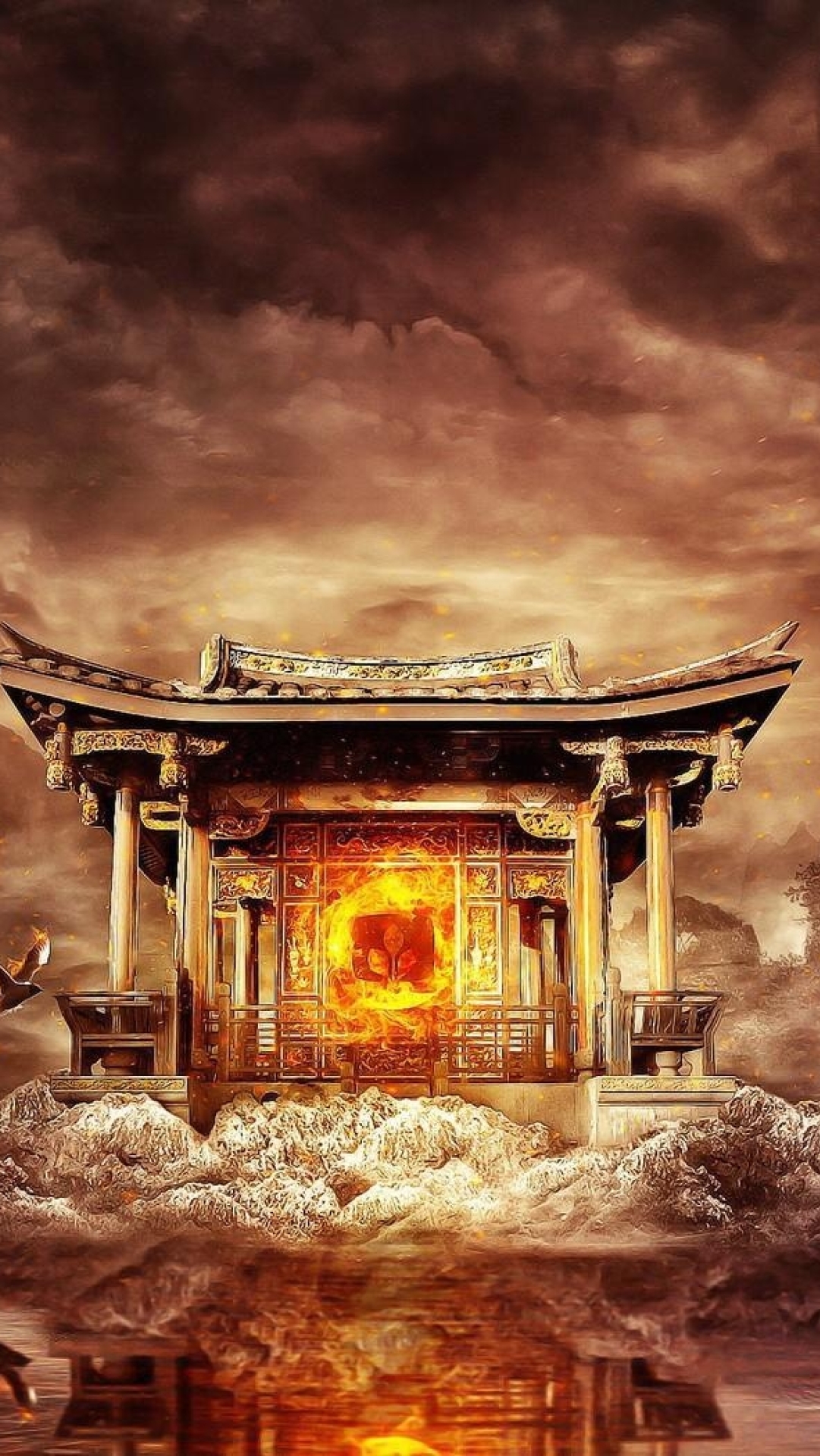 1081x1920 Resolution temple, fire, mountains 1081x1920 Resolution ...