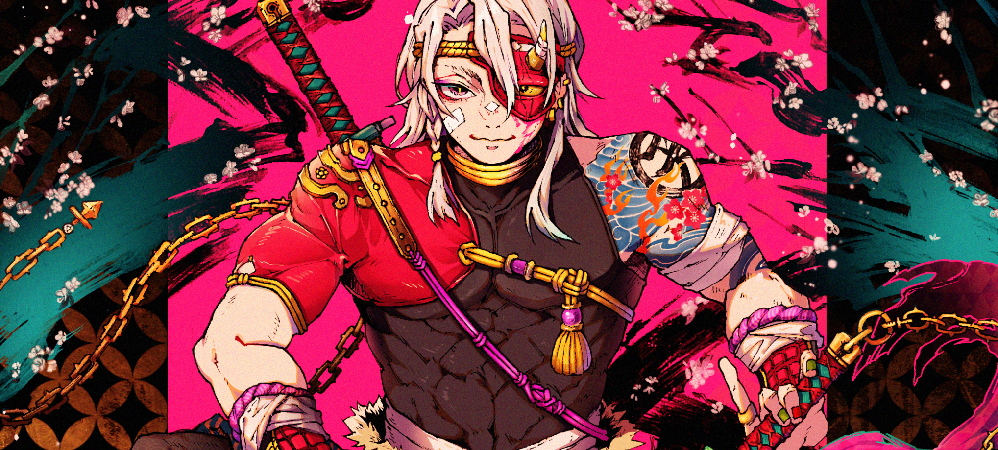 2037x919 Tengen Uzui Cool Demon Slayer 2037x919 Resolution Wallpaper ...