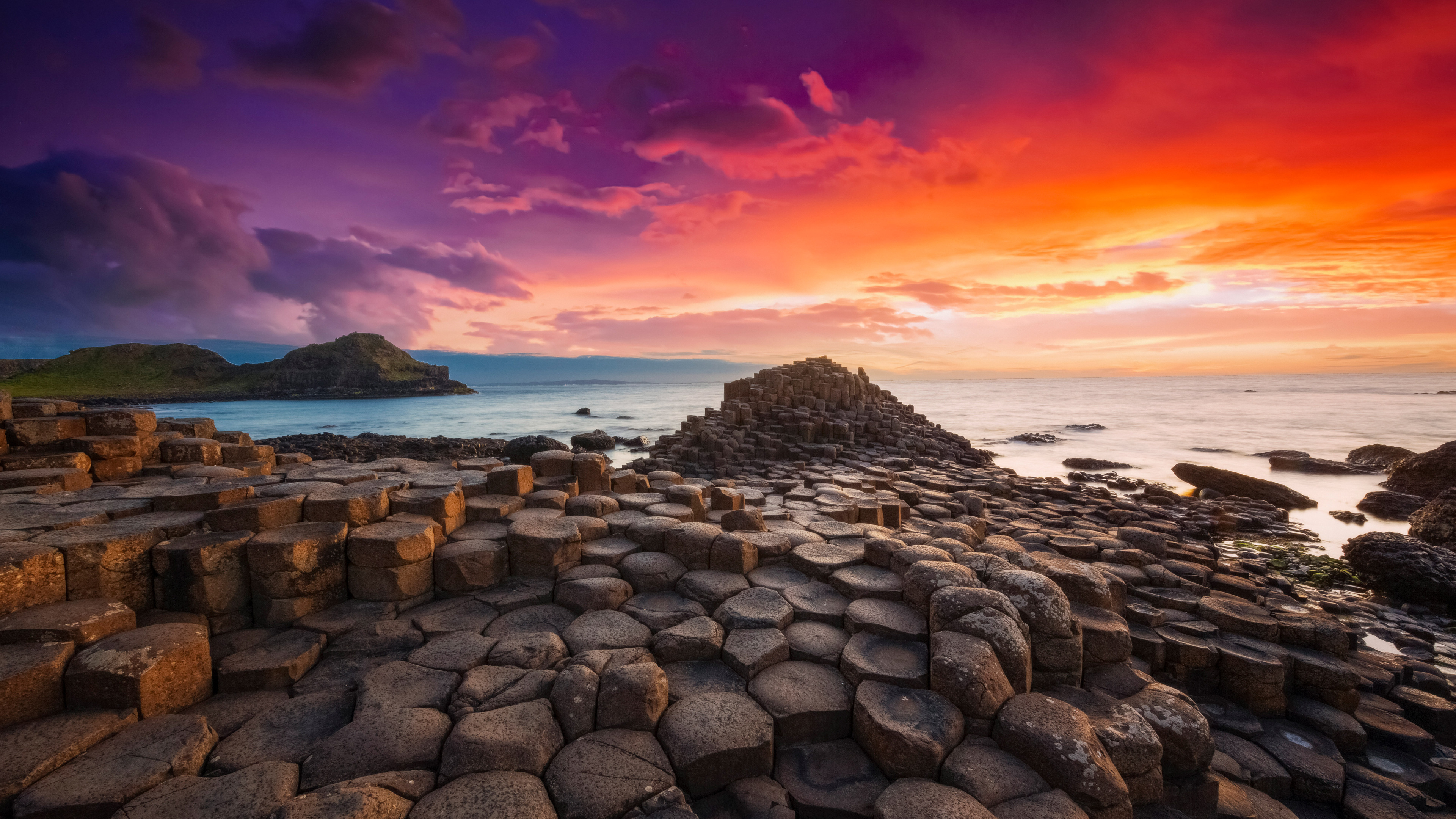 The Giant s Causeway Northern Ireland HD Sunset Wallpaper HD Nature 4K
