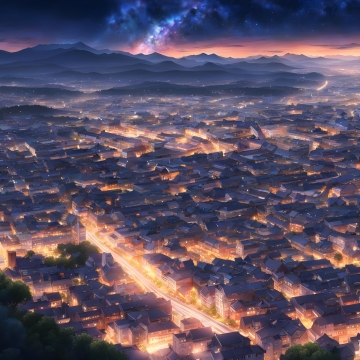 360x360 Resolution The Glowing City 4K Anime Art 360x360 Resolution ...