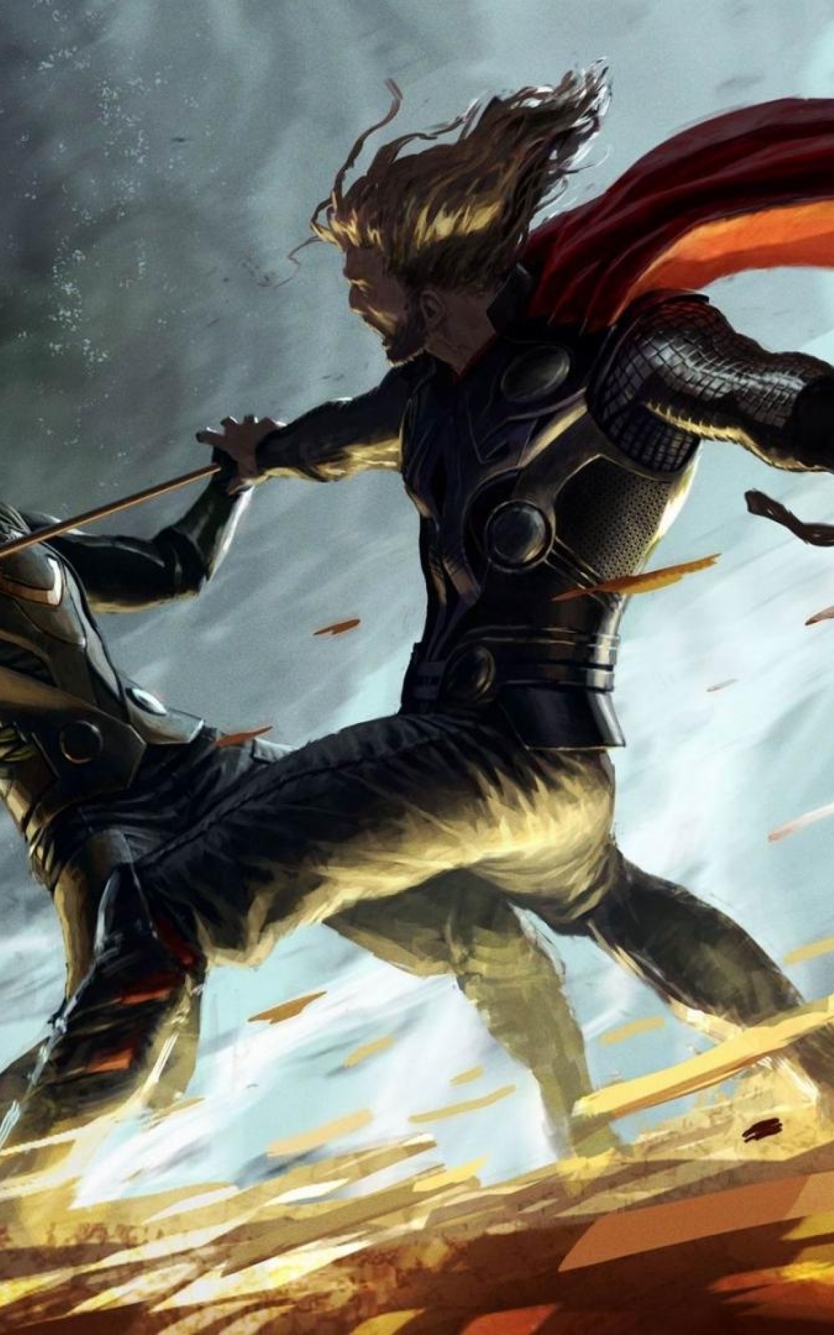 1200x1920 thor, fan art, battle 1200x1920 Resolution Wallpaper, HD ...
