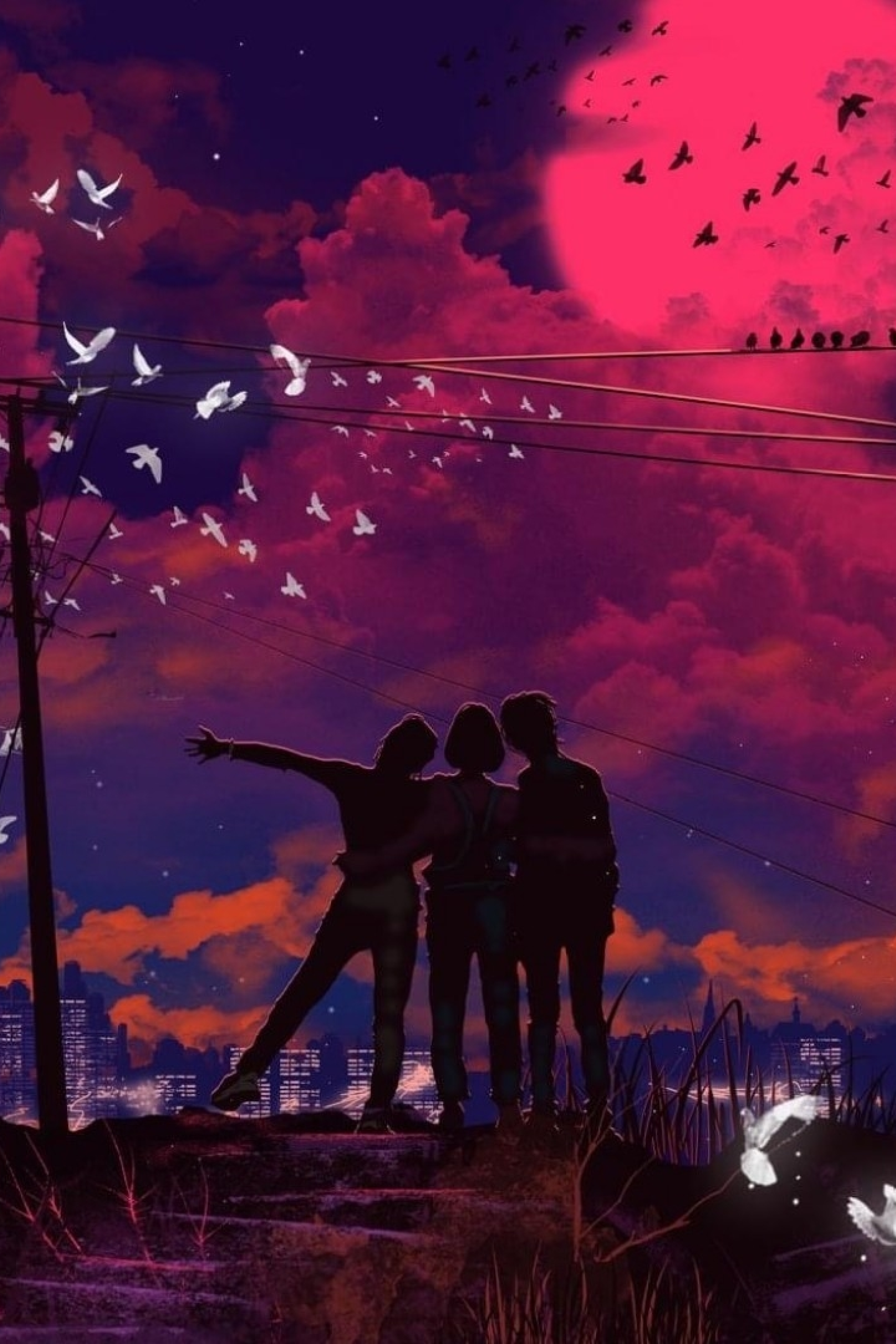 4000x6000 Resolution Three Friends HD Painting 4000x6000 Resolution ...