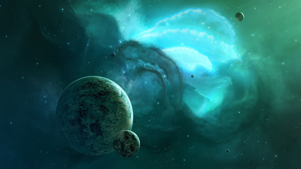 1024x576 Resolution Turquoise Space Digital Art 1024x576 Resolution ...