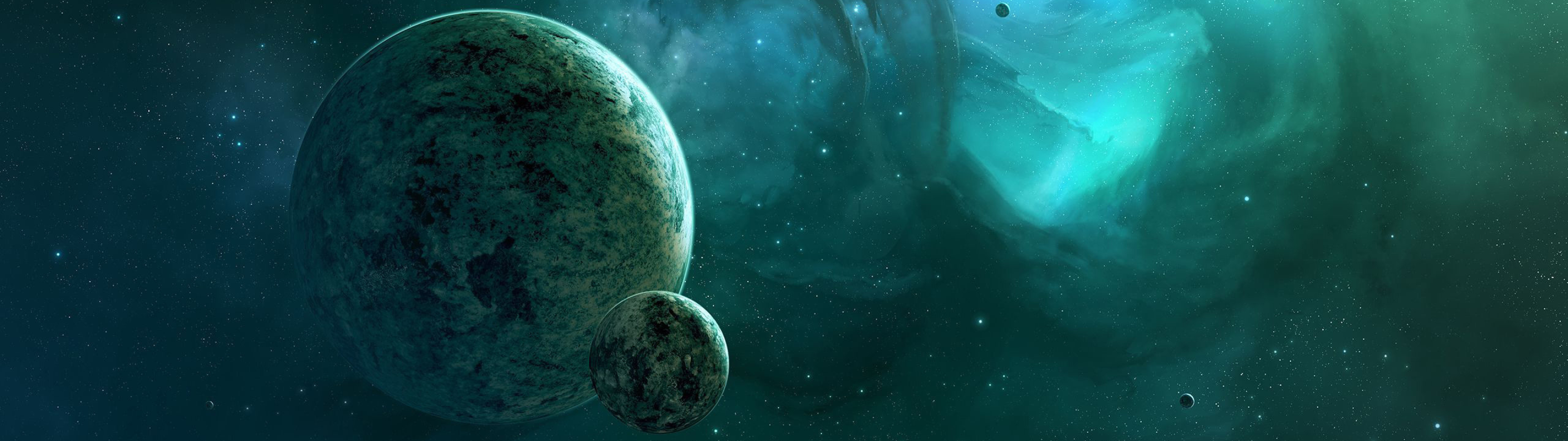 3840x1080 Resolution Turquoise Space Digital Art 3840x1080 Resolution ...