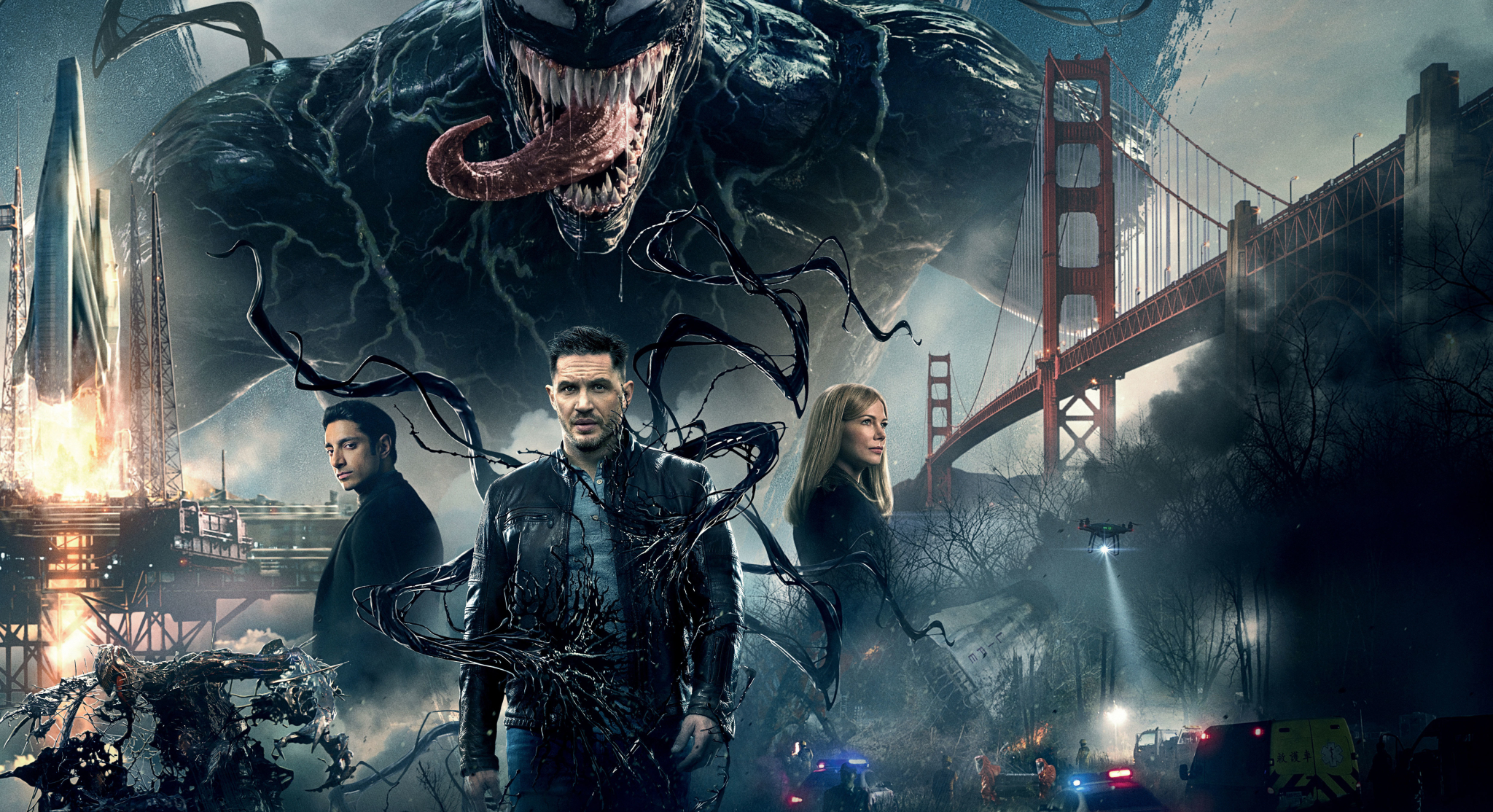 2048x1114 Resolution Venom (2018) Promotional Art with Riz Ahmed, Tom ...