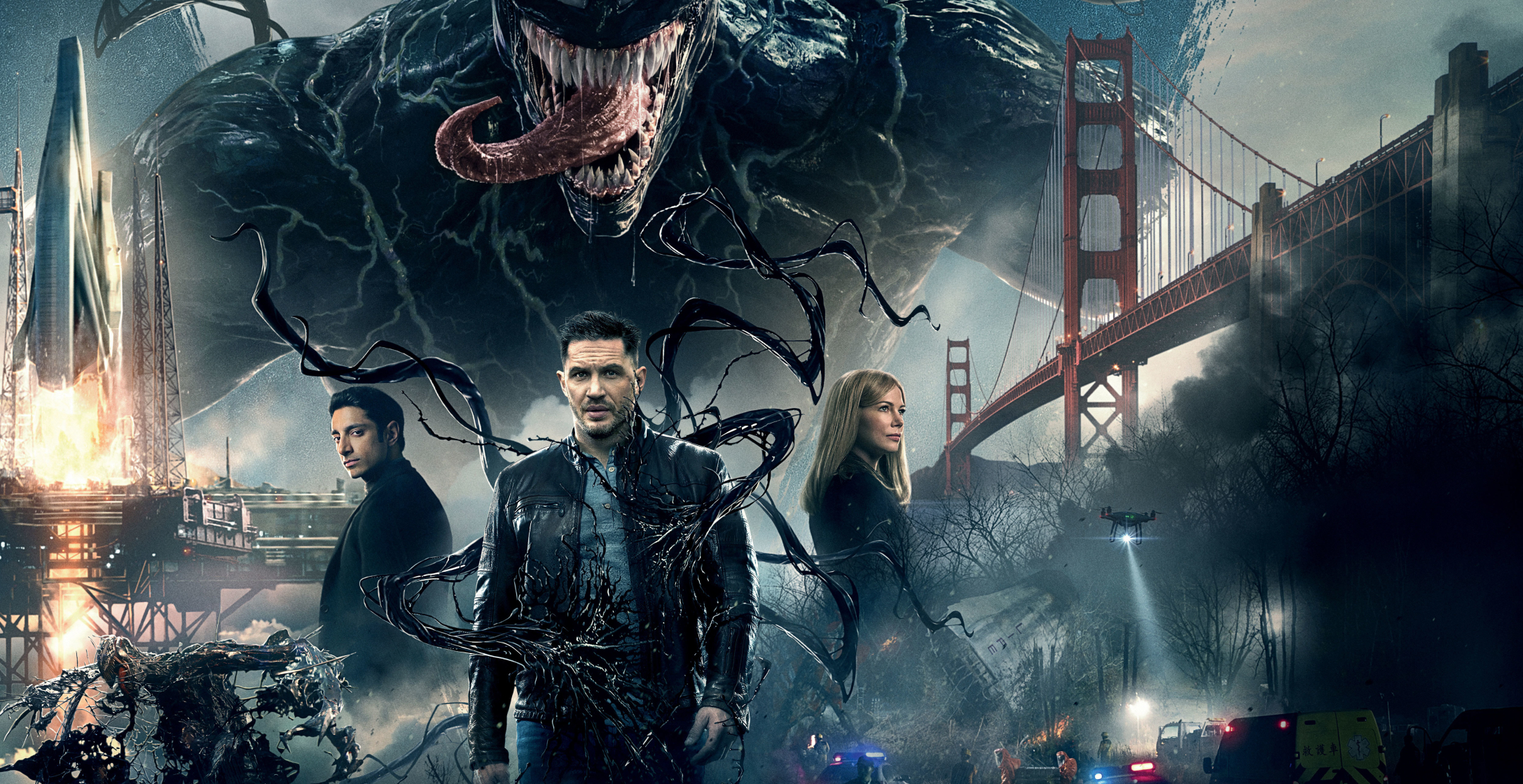 2174x1120 Resolution Venom (2018) Promotional Art with Riz Ahmed, Tom ...