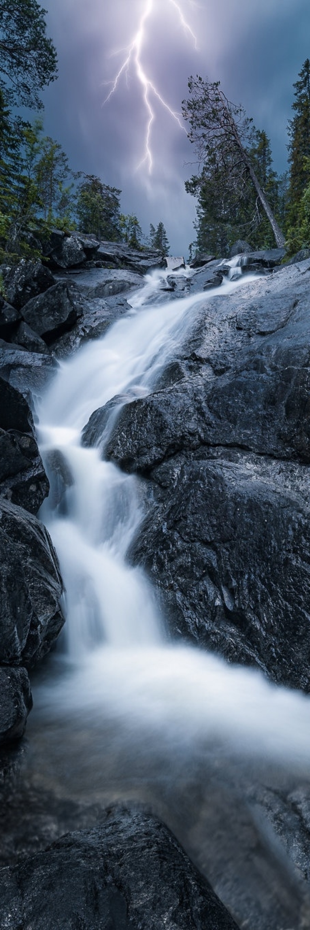 1000x3000 Waterfall and Lightning 1000x3000 Resolution Wallpaper, HD ...