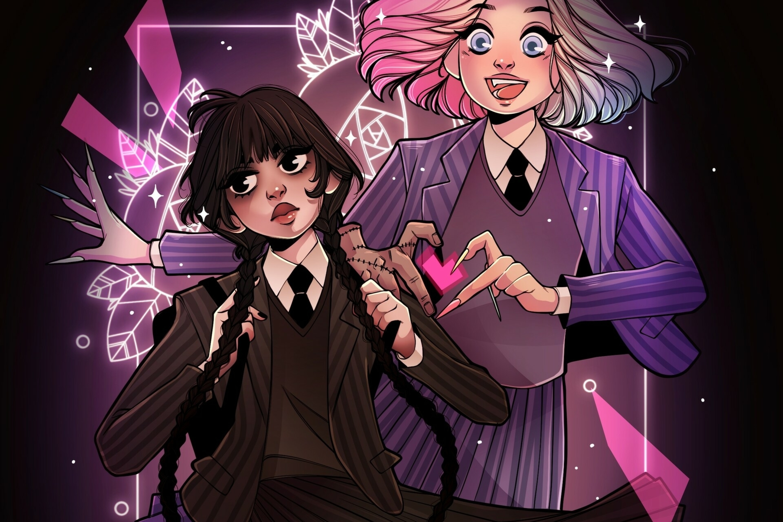 3000x2000 Wednesday Addams & Enid Sinclair Cartoon Art 3000x2000 ...