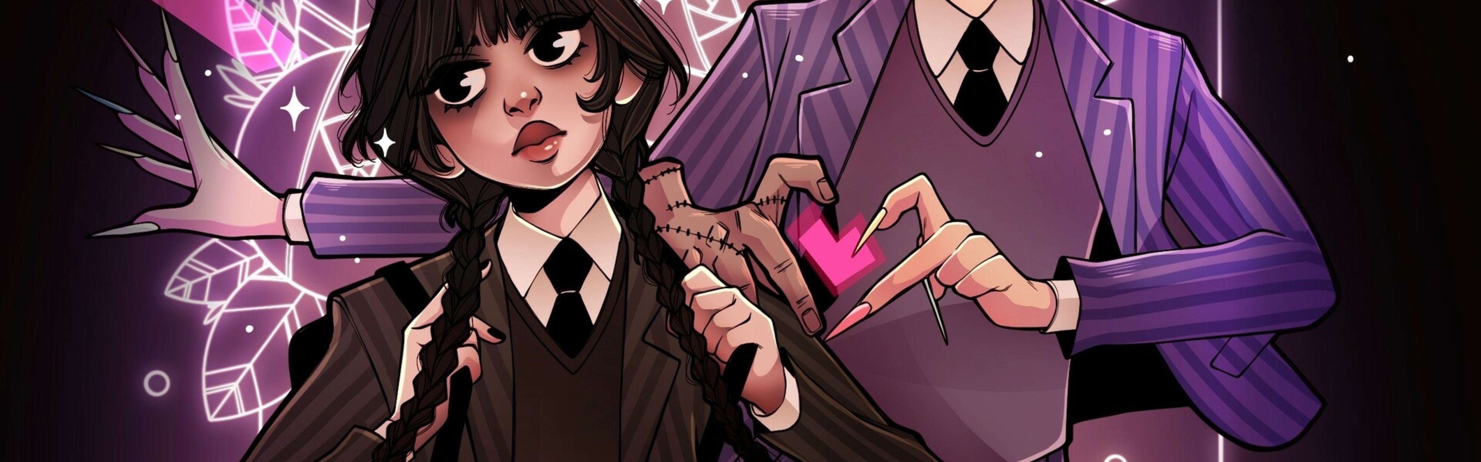 5120x1600 Resolution Wednesday Addams & Enid Sinclair Cartoon Art ...