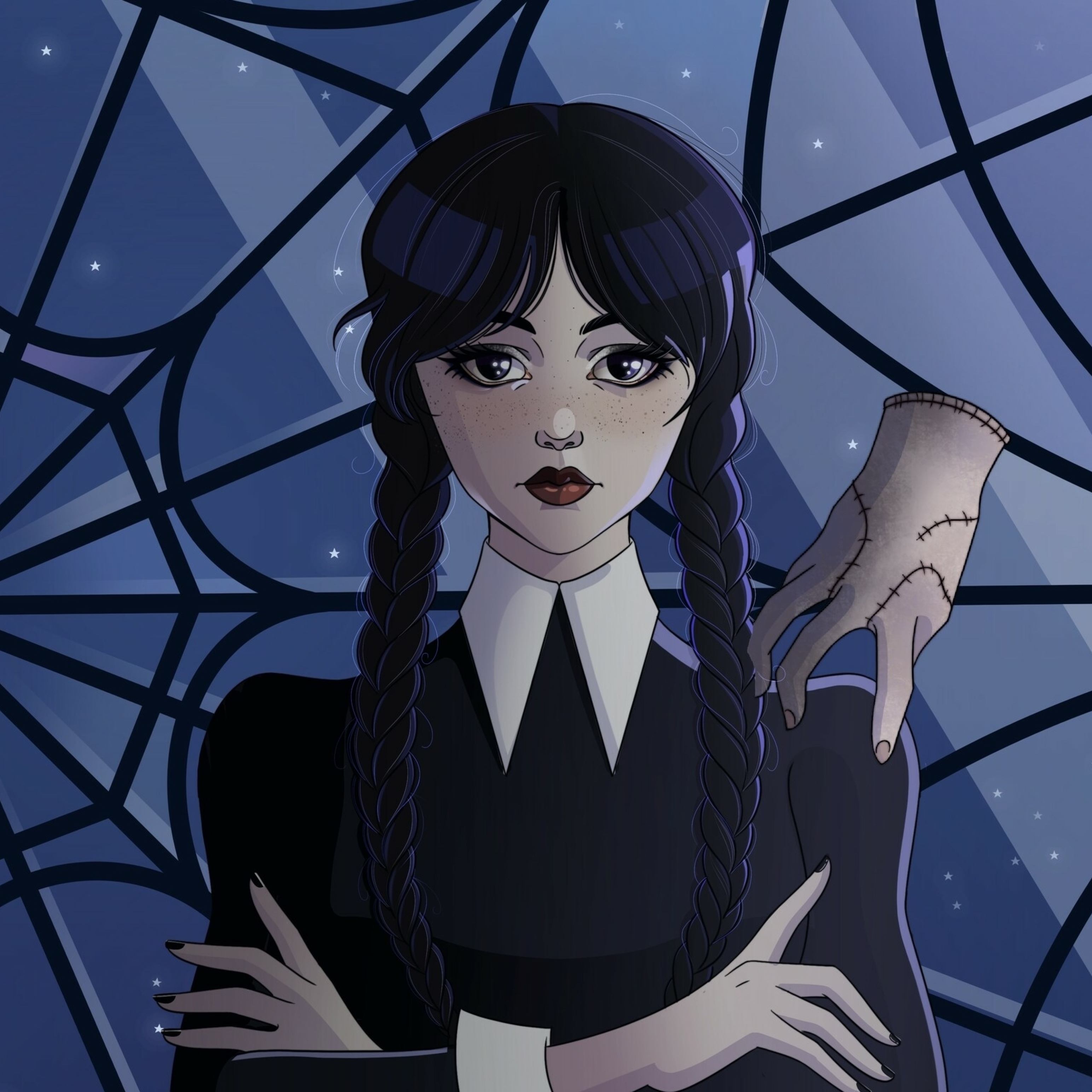 3088x3088 Resolution Wednesday Addams and Thing Art 3088x3088 ...