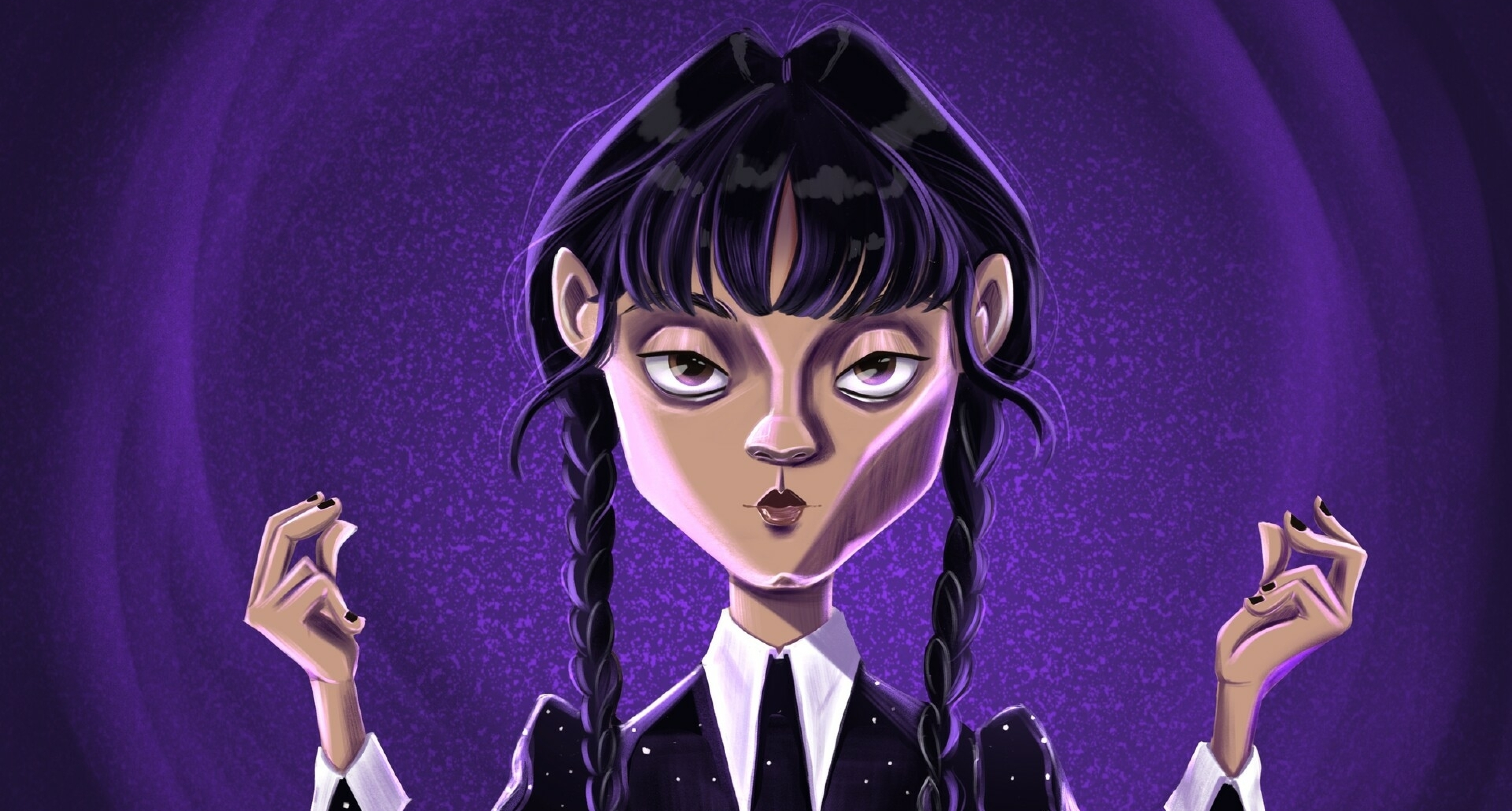 3840x2060 Resolution Wednesday Addams Cartoon Art 2023 3840x2060 ...