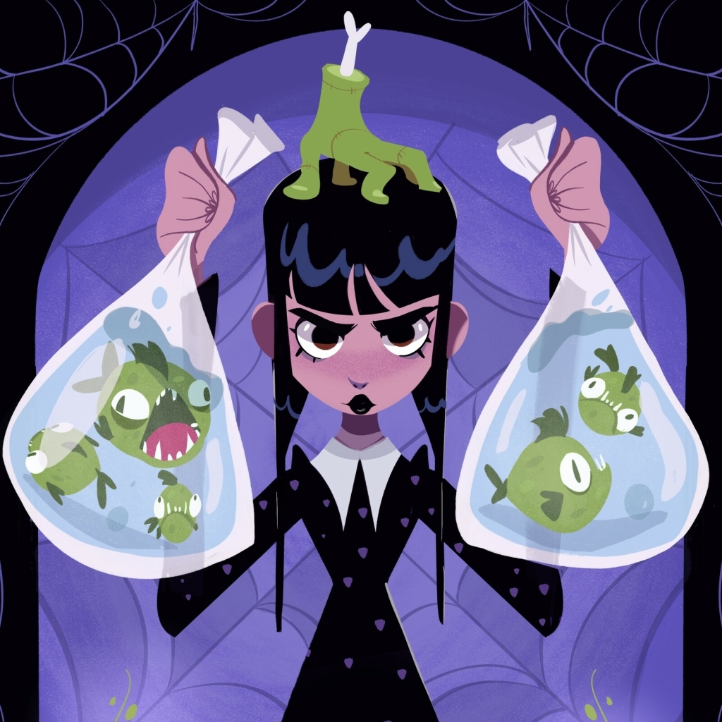 1024x1024 Resolution Wednesday Addams Cartoon Art Season 1 1024x1024 ...