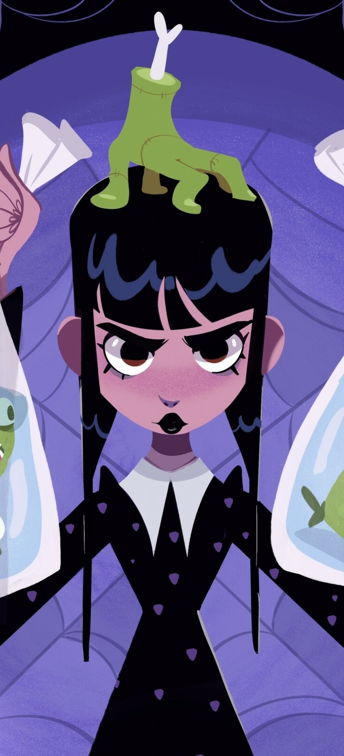 1440x3160 Wednesday Addams Cartoon Art Season 1 1440x3160 Resolution ...