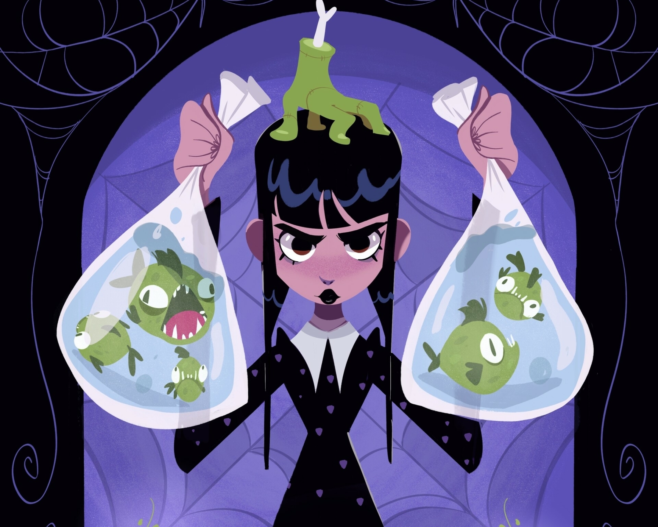 2156x1726 Resolution Wednesday Addams Cartoon Art Season 1 2156x1726 ...