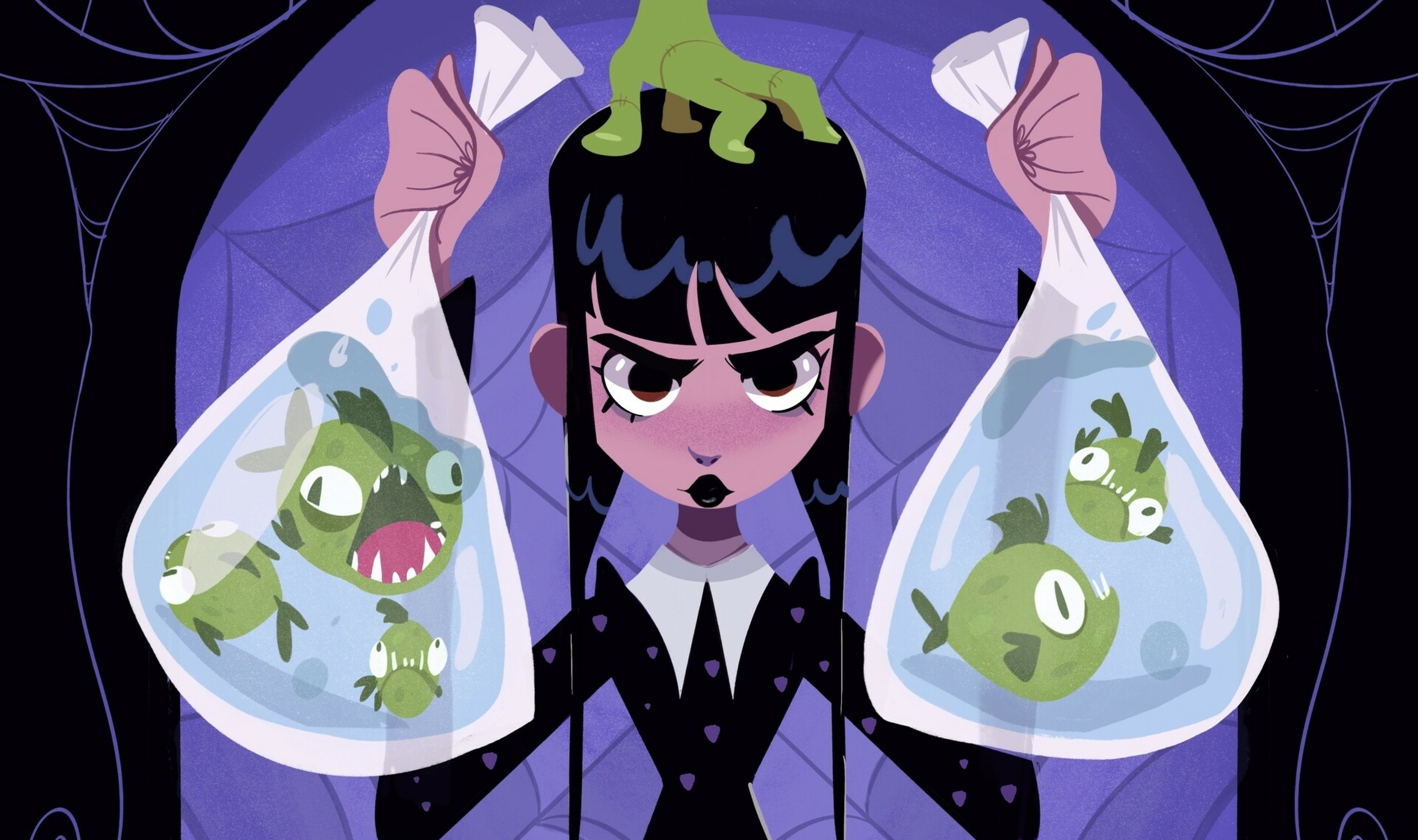7680x4552 Resolution Wednesday Addams Cartoon Art Season 1 7680x4552 ...