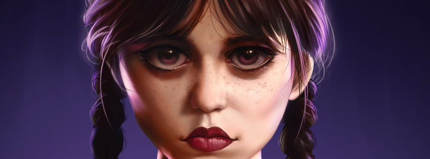 851x315 Wednesday Addams Digital Portrait 851x315 Resolution Wallpaper ...