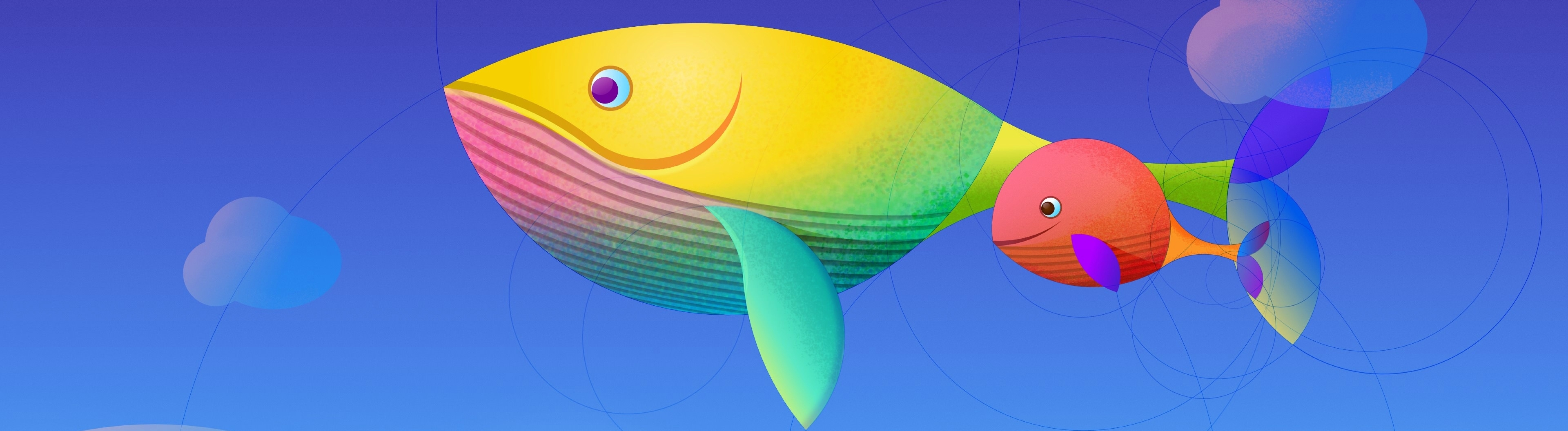 7860x2160 Resolution Whale Fish Drawing Art 7860x2160 Resolution ...