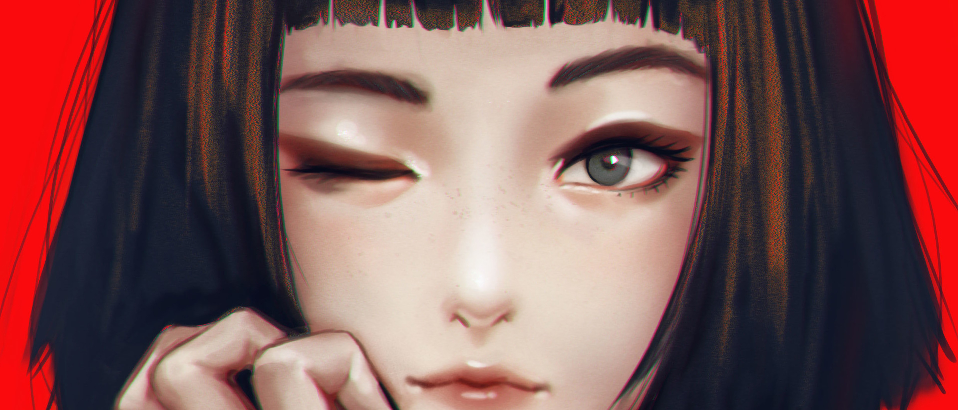 3840x1644 Resolution Winking Anime Girl 3840x1644 Resolution Wallpaper ...