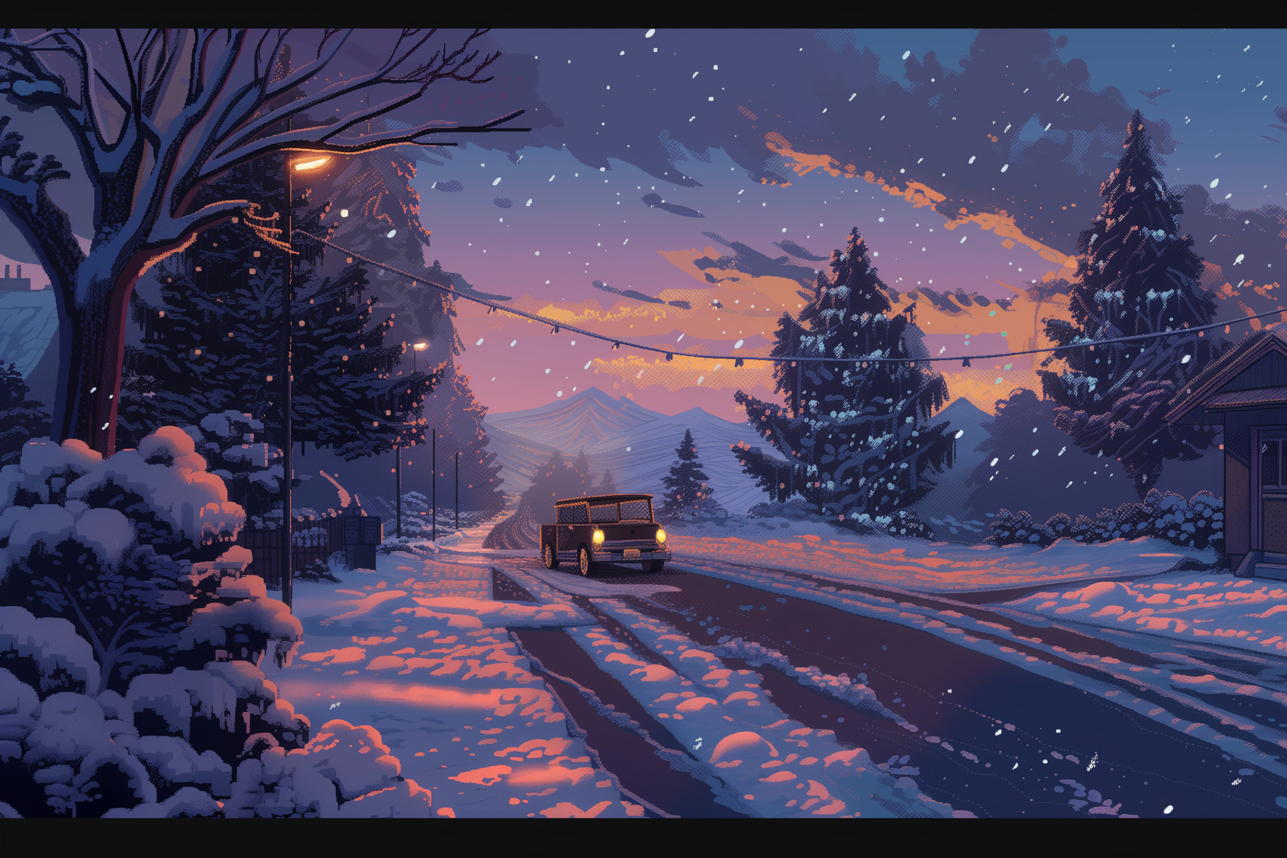 2560x1707 Resolution Winter Landscape Road HD Pixel Art 2560x1707 ...