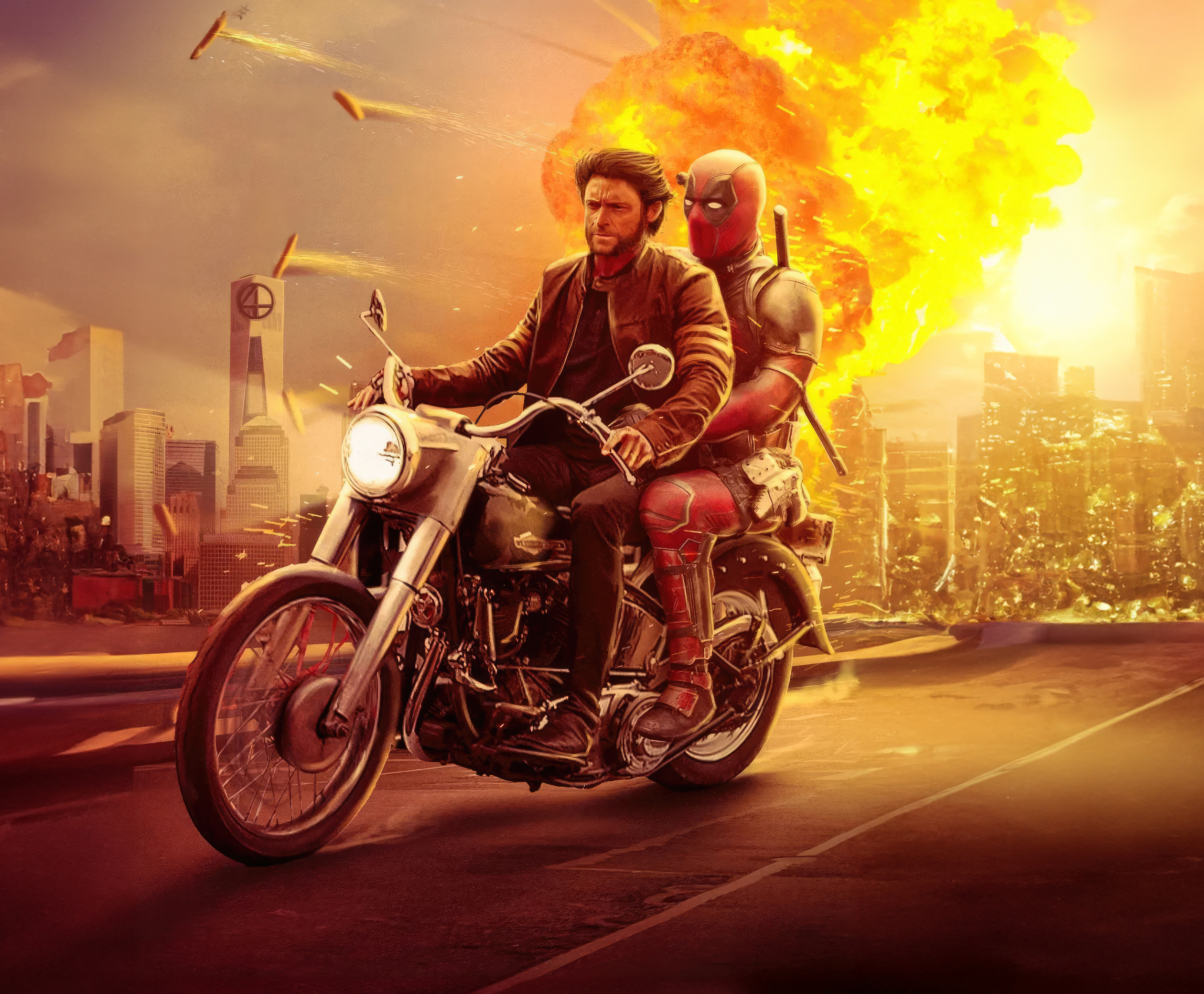 2520x2080 Resolution Wolverine and Deadpool Motorcycle Ride 2520x2080 ...