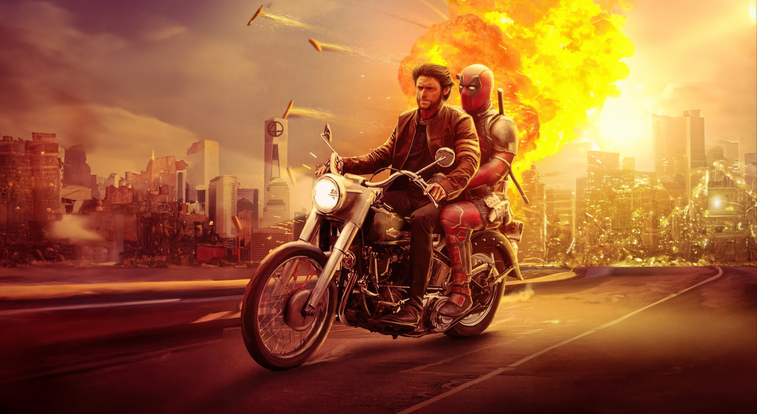 2560x1400 Resolution Wolverine and Deadpool Motorcycle Ride 2560x1400 ...