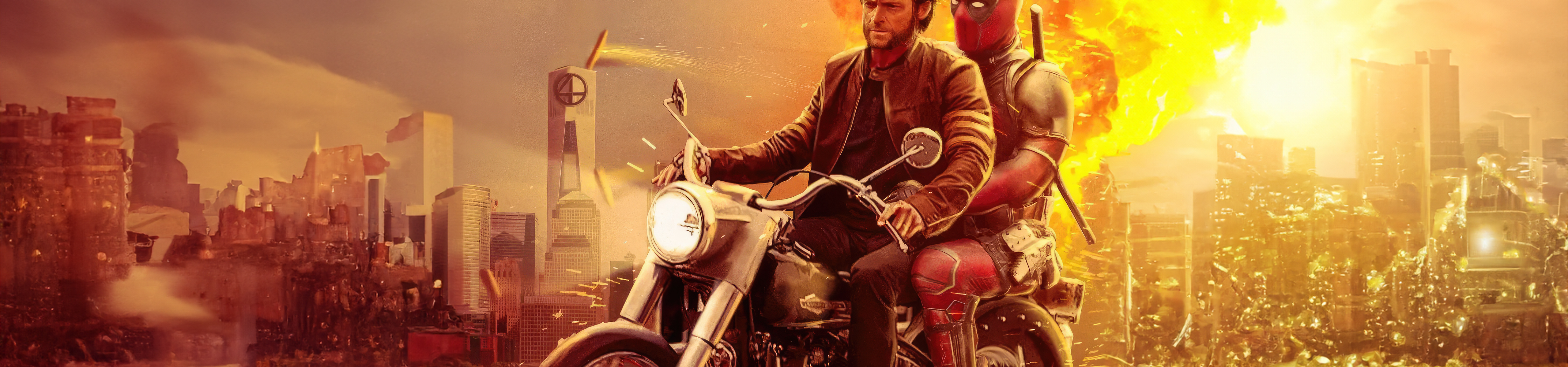 5120x1200 Resolution Wolverine and Deadpool Motorcycle Ride 5120x1200 ...