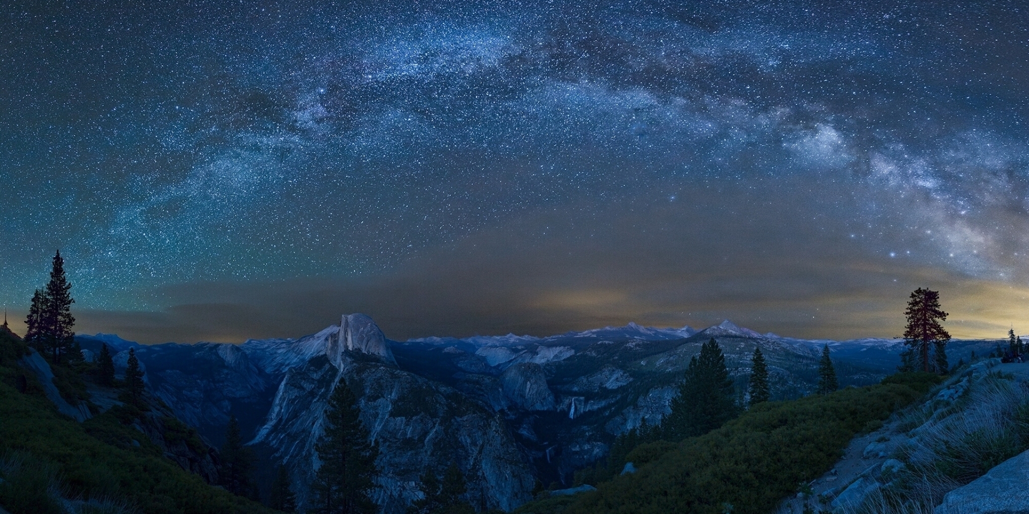 2048x1024 Resolution Yosemite National Park Milky Way 2048x1024 ...