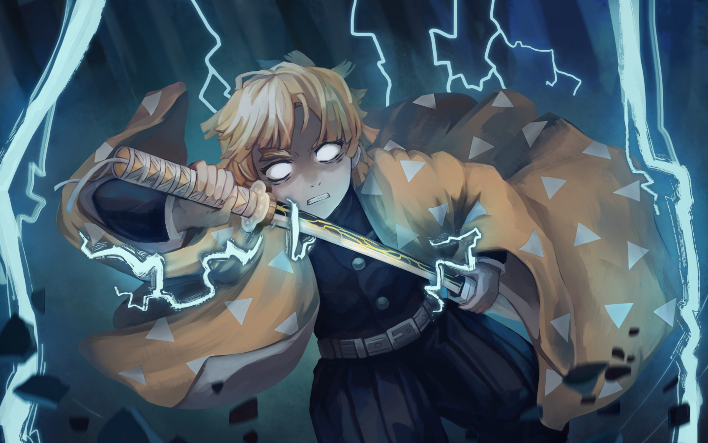 1440x900 Resolution Zenitsu Agatsuma Fight Mode 1440x900 Wallpaper ...
