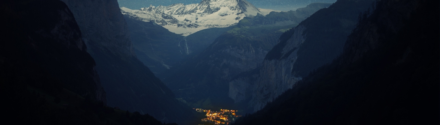 1400x400 Resolution Zermatt-Matterhorn Aerial View at Night 1400x400 ...